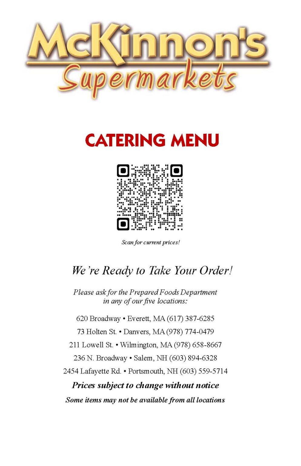 Catering | McKinnon's Supermarket