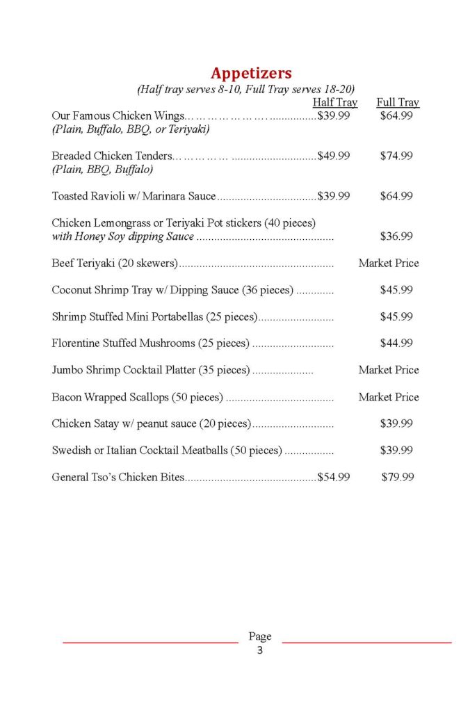 Catering | McKinnon's Supermarket