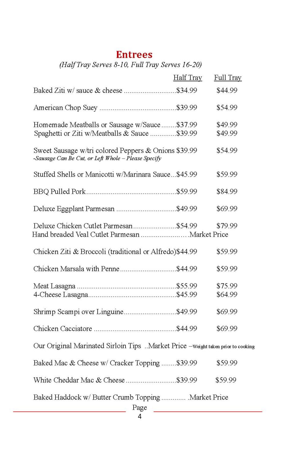 Catering | McKinnon's Supermarket